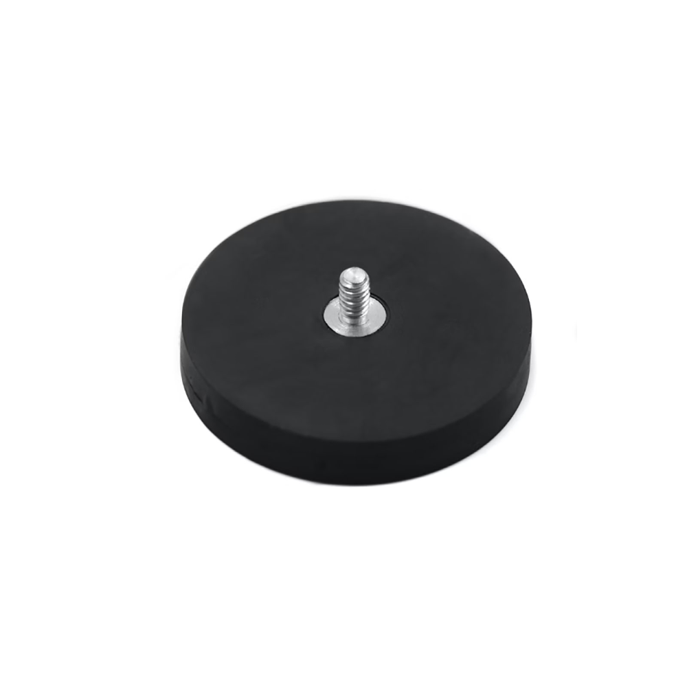 Rubber magnet w. threaded stud, Ø43 mm. | Strong magnets