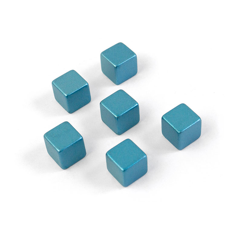 Strong sky blue magnets 8x8x8 mm. 6-pack | Fancy office magnets