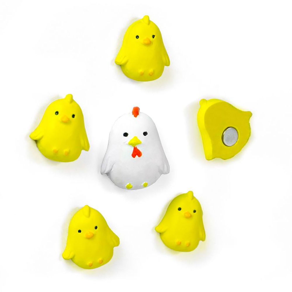 Chicken magnets, 6-pack - fridge magnets ☆ Trend shape FA4574