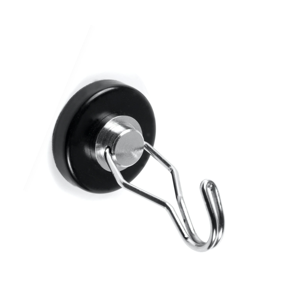 Magnetic hook with rotating hook | Rubber magnet with hook Ø40 mm.