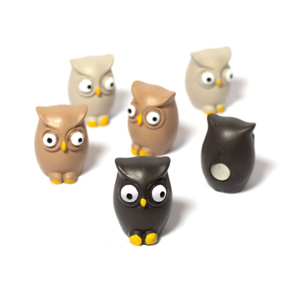 Owl magnets, 6 pack - fridge magnets ☆ Fun magnets