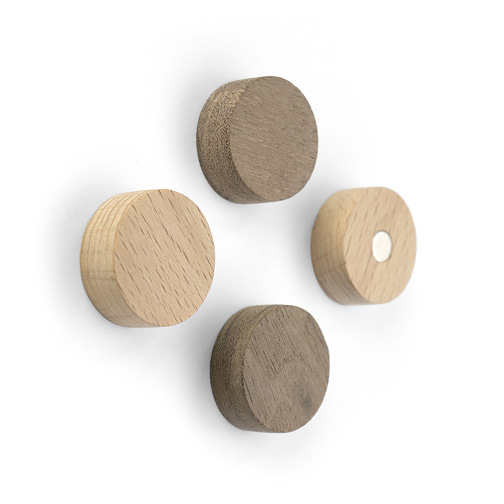WOOD Round, 4 pack - fridge magnets | Wooden magnets